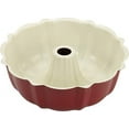 GoodCook, Cake Pan, 9.5" Round Carbon Steel Nonstick Fluted, Red/White ...
