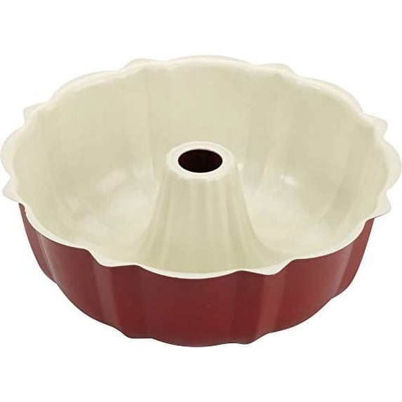 GoodCook, Cake Pan, 9.5" Round Carbon Steel Nonstick Fluted, Red/White ...