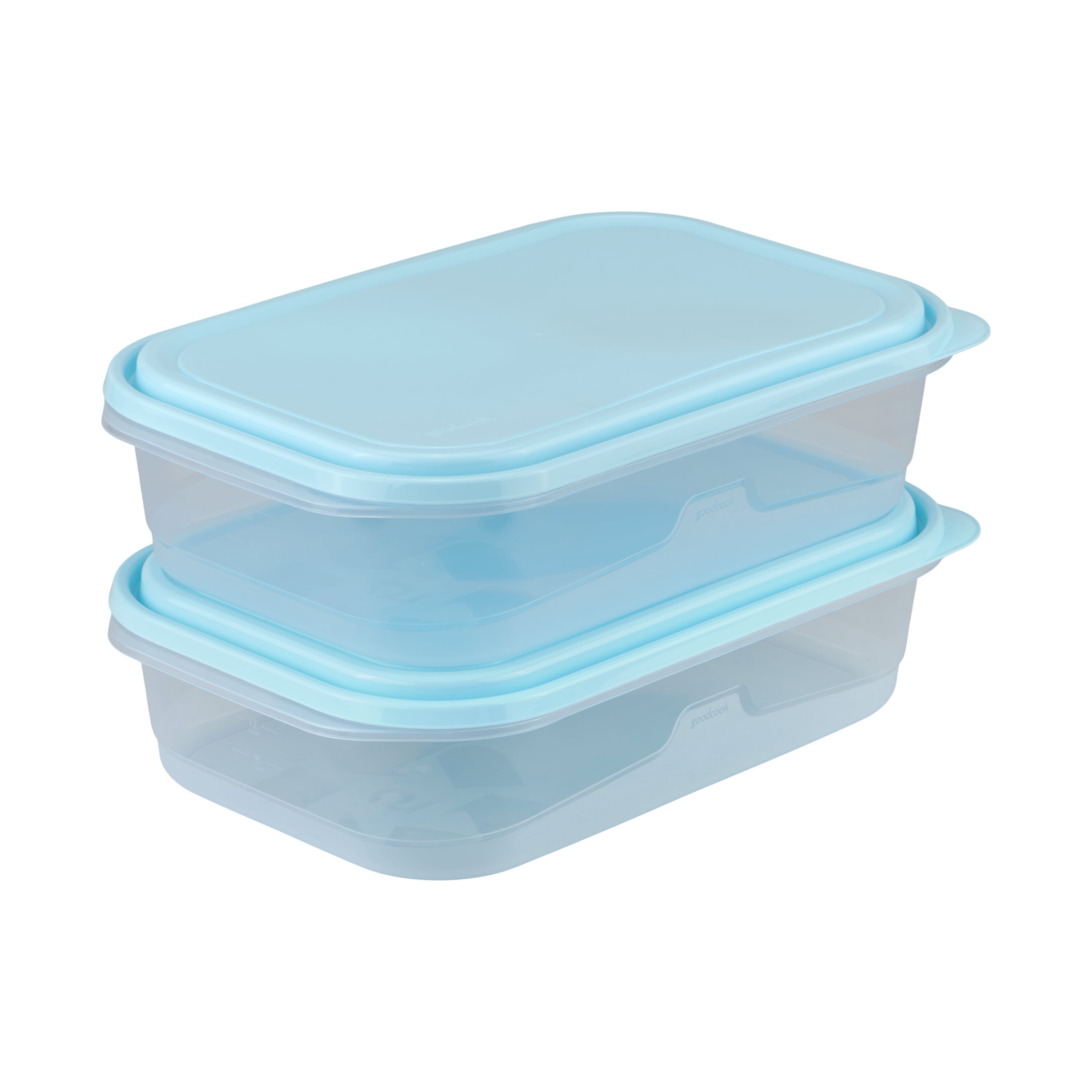 GoodCook EveryWare Extra-Large 1.1 Gallon Rectangle Food Storage Container, Set of 4, Blue, BPA ...