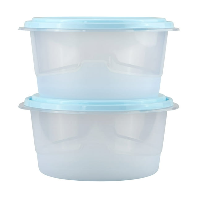 GoodCook EveryWare Extra-Large 15.7 Cup Round Food Storage Container, Set of 4, Blue, BPA Free ...