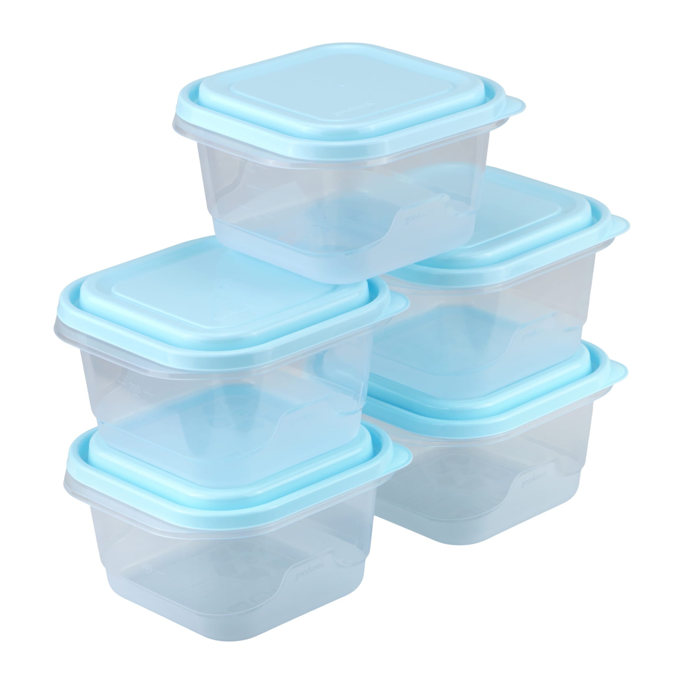 Goodcook 5.2 Cup Square Food Storage Containers with Lids, Set of 10 ...