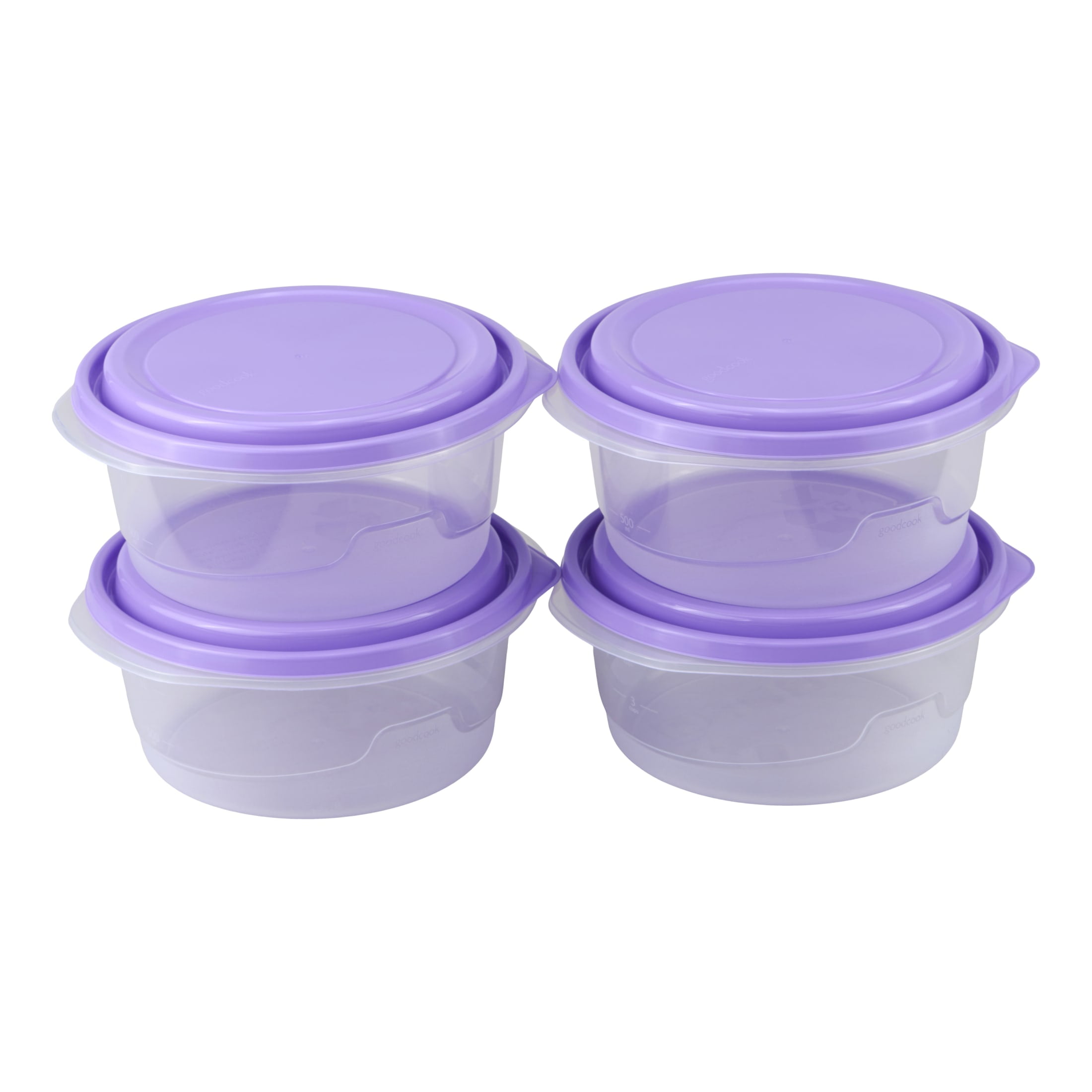 GoodCook EveryWare Large 6.2 Cup Round Food Storage Container, Set of 8, Purple, BPA Free ...