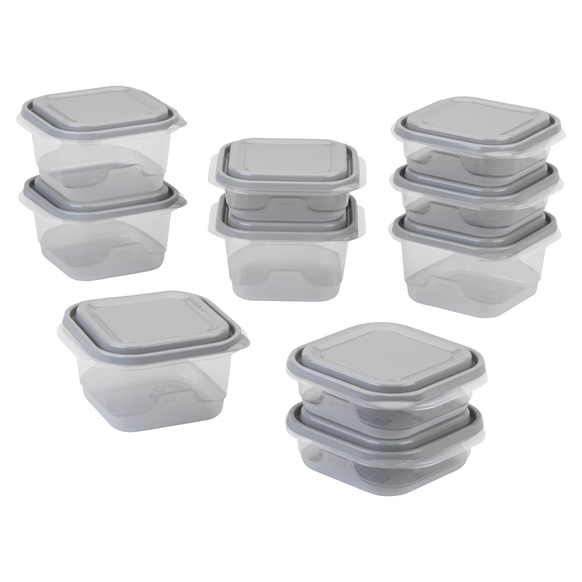 GoodCook EveryWare Set of 10 BPA-Free Food Storage Container Variety Set with Lids, Clear/Grey ...