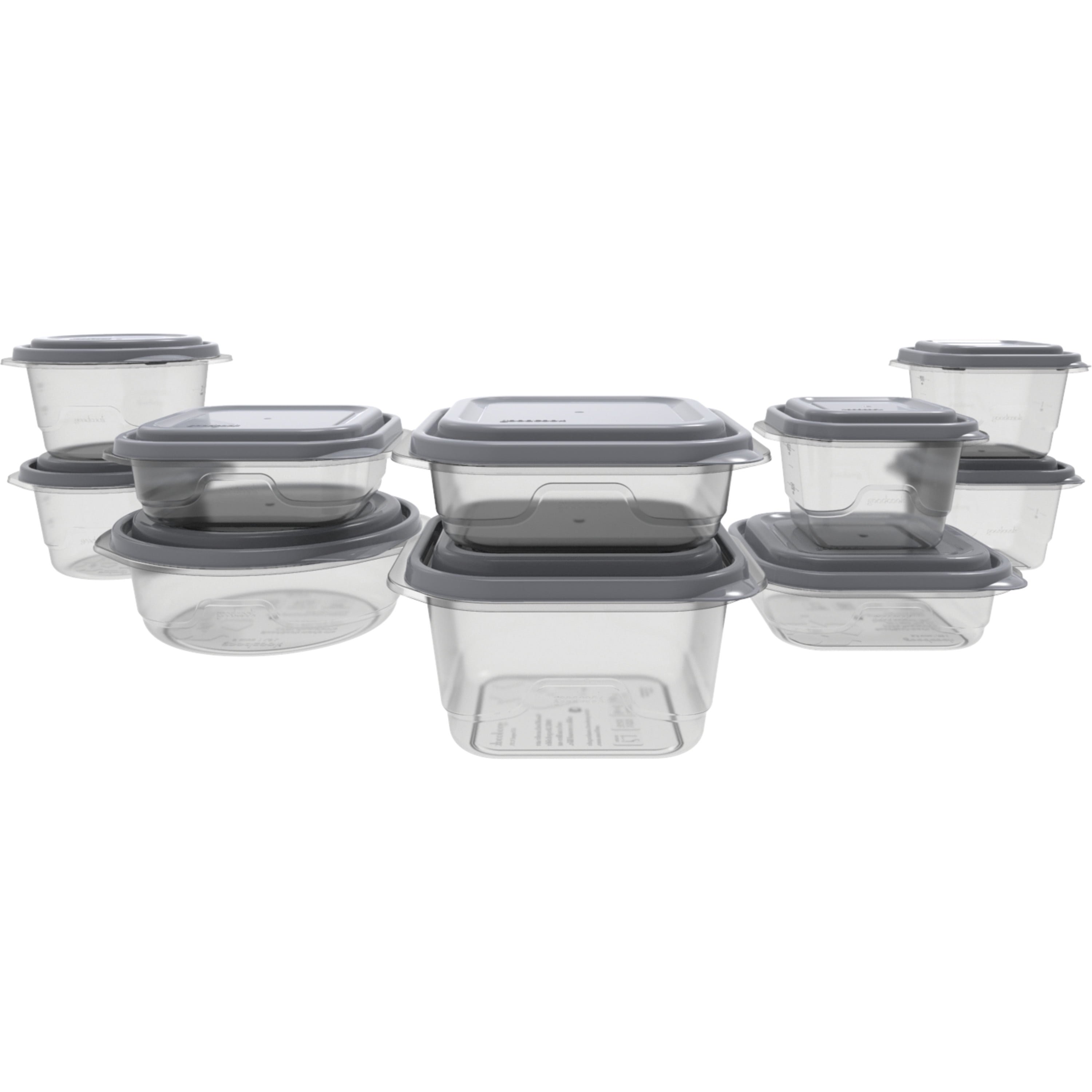 GoodCook 20-Piece Food Storage Containers, Leakproof Lids, Nestable, Clear/Grey - Walmart.com