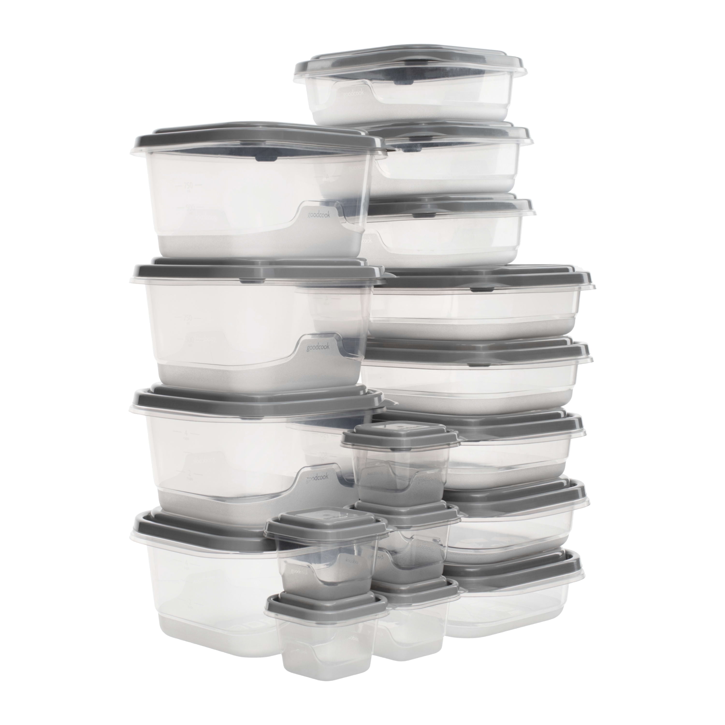 Goodcook Food Storage Containers Set of 17 Microwave Safe Clear and Grey - Walmart.com