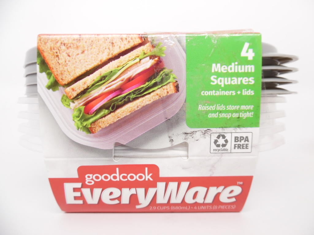 GoodCook EveryWare Square 2.9 Cups Medium Food Storage Containers ...