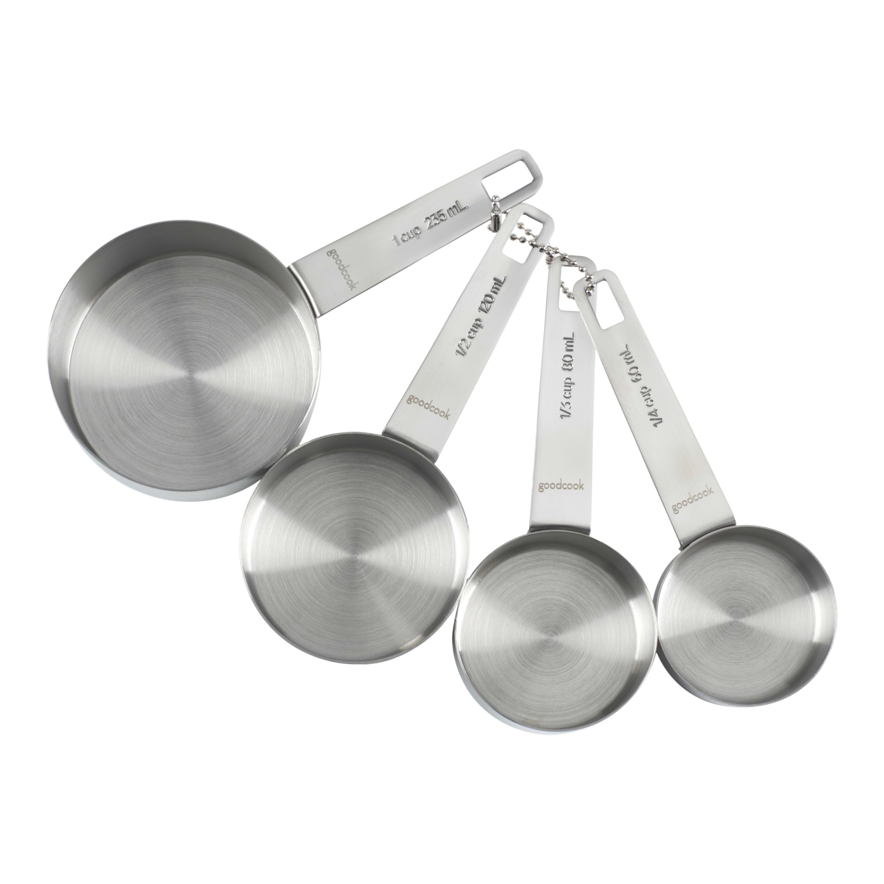 GoodCook Gourmet Measuring Cup Set, Stainless Steel 4-pc., 1/4, 1/3, 1/ ...