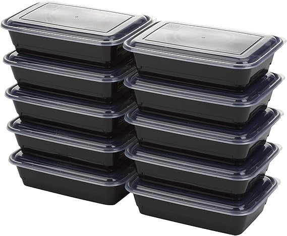 GoodCook Meal Prep Containers, Single Compartment 10-Pack, Black ...