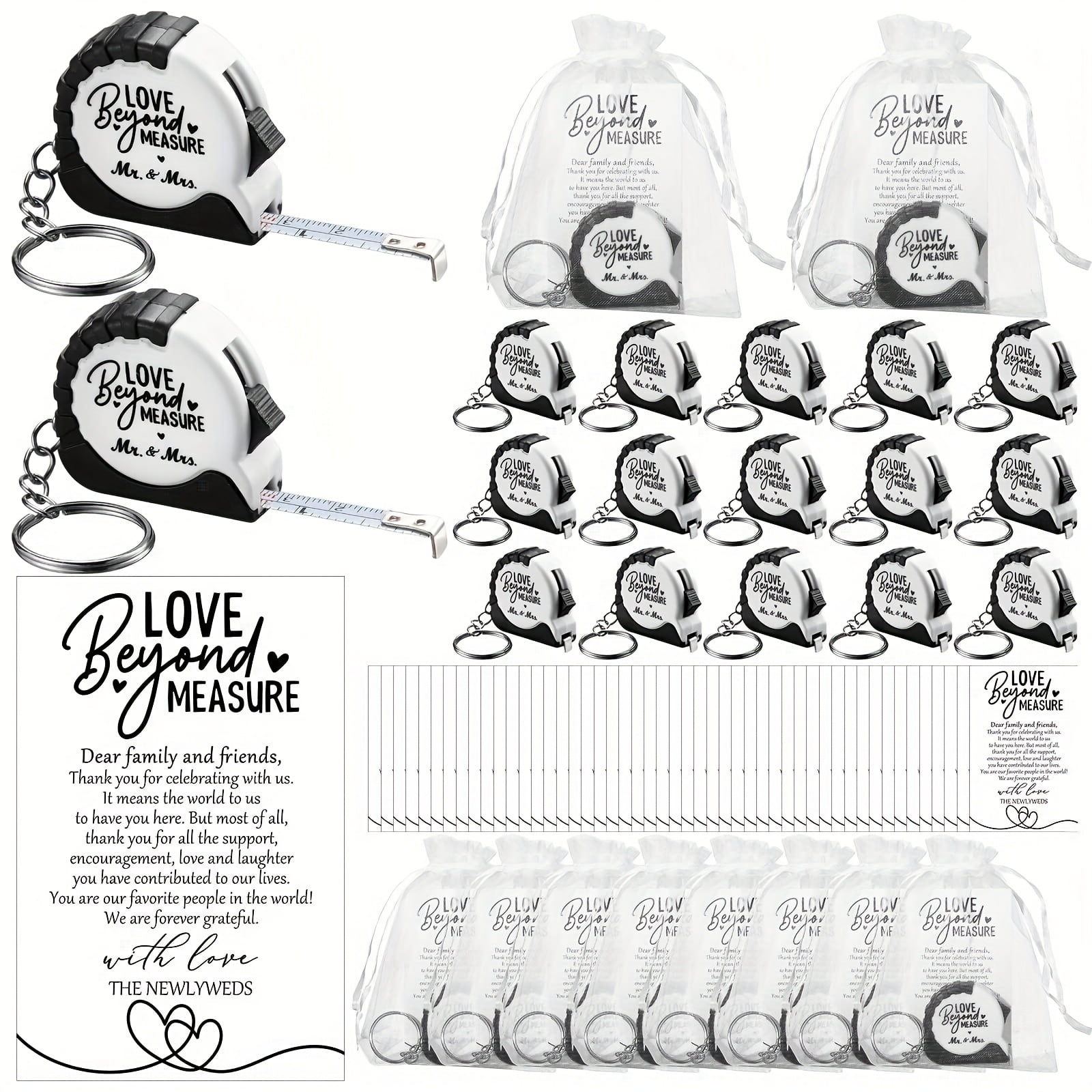 GoodFull 50 Sets Retractable Tape Measure keychains Gift Bags with ...