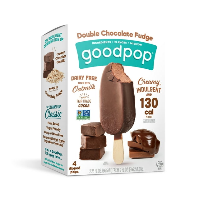 GoodPop Double Chocolate Fudge Dairy-Free Oat Milk Frozen Dessert Bars ...