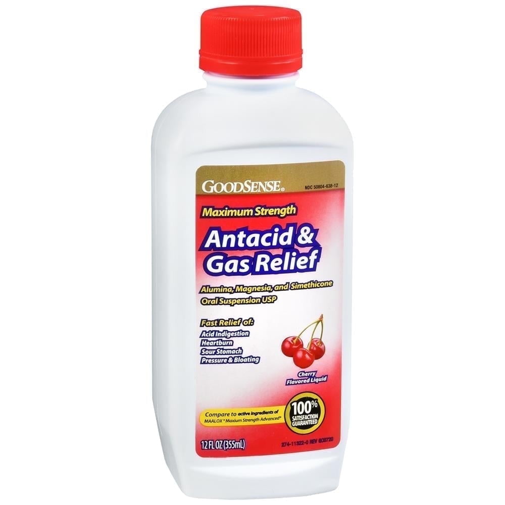 GoodSense Antacid + Gas Advanced Maximum Strength, Cherry, 12 Oz ...