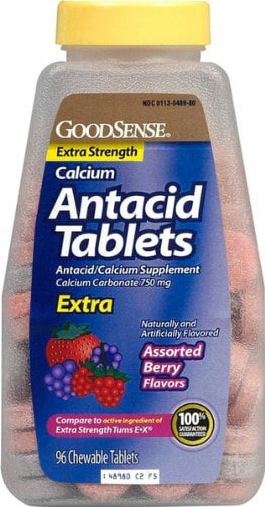 GoodSense& Extra Strength Calcium Antacid Tablets Berry 96 CT Case Pack ...