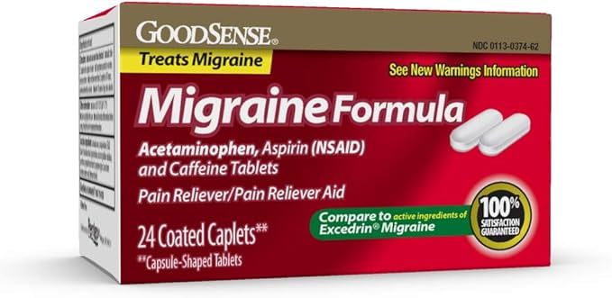 GoodSense Migraine Relief, Acetaminophen, Aspirin (NSAID) and Caffeine ...