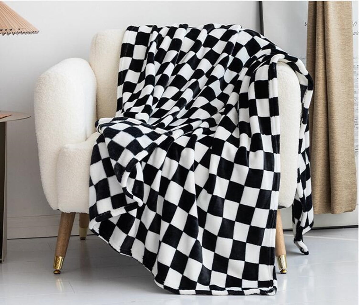 Goodbath Checkered Blanket, Checkerboard Grid Throw Blanket for Couch ...