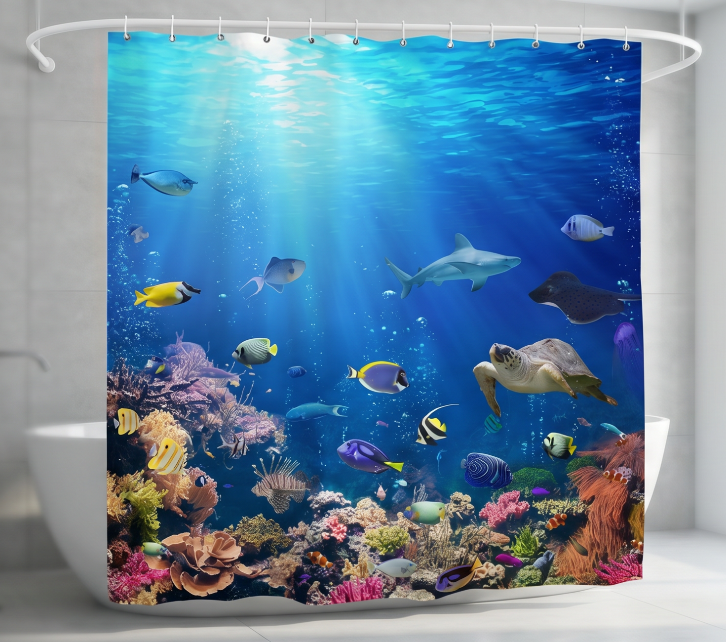 goodbath, Fish Shower Curtain, 72 x 72 inches, Underwater Sea Life ...