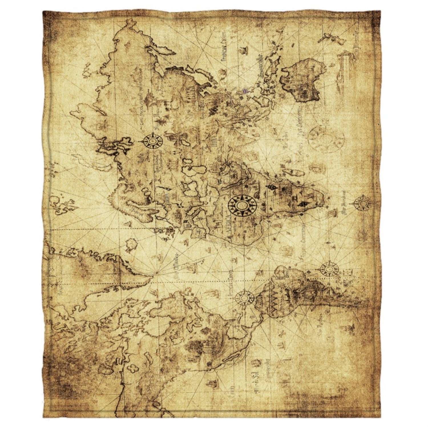 Goodbath Map Throw Blanket, Rustic World Map Fleece Blanket for Sofa ...