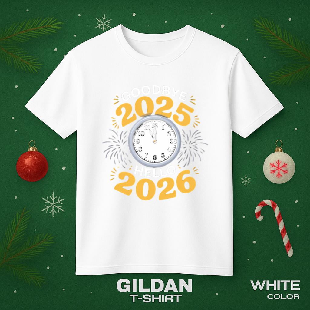Goodbye 2025 Hello 2026 Clock New Year Countdown Retro Party Unisex T ...
