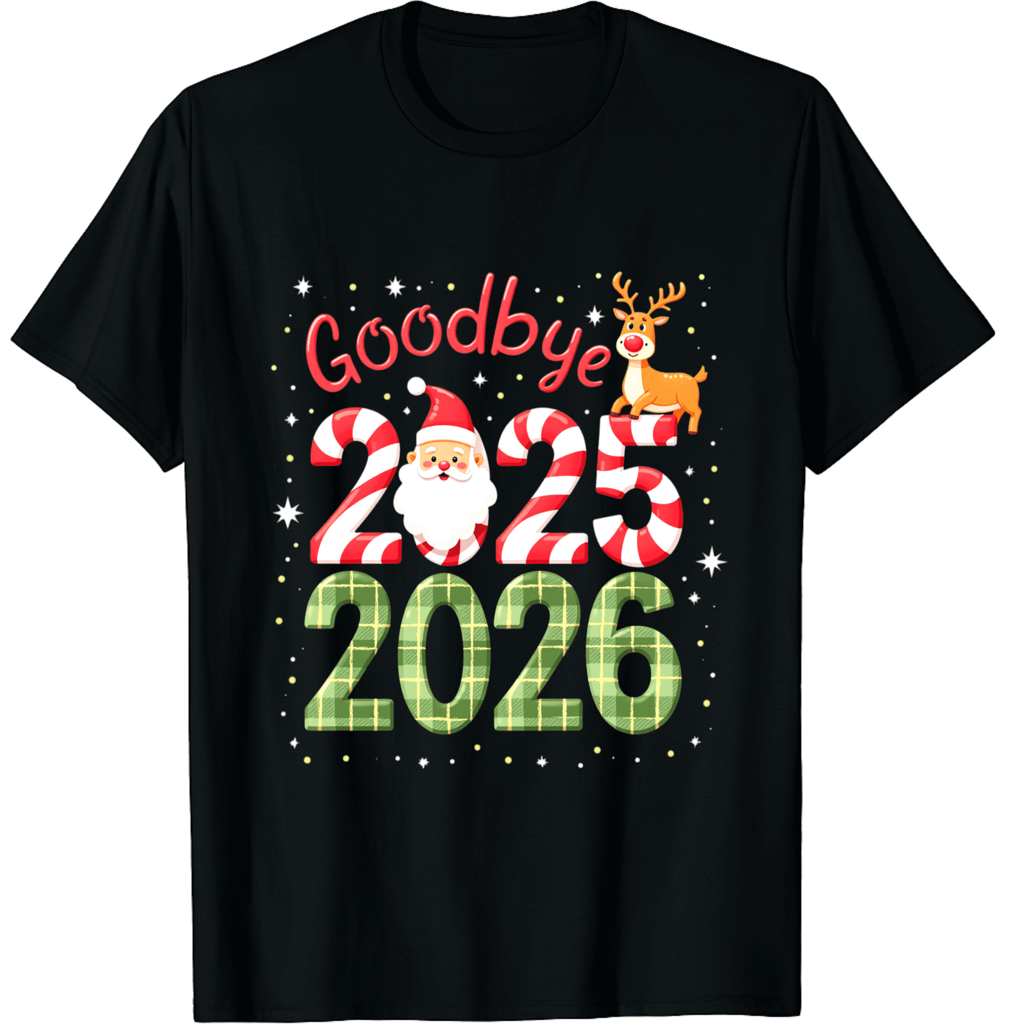 Goodbye 2025 Hello 2026 Happy New Year's Eve Christmas Xmas T-Shirt ...