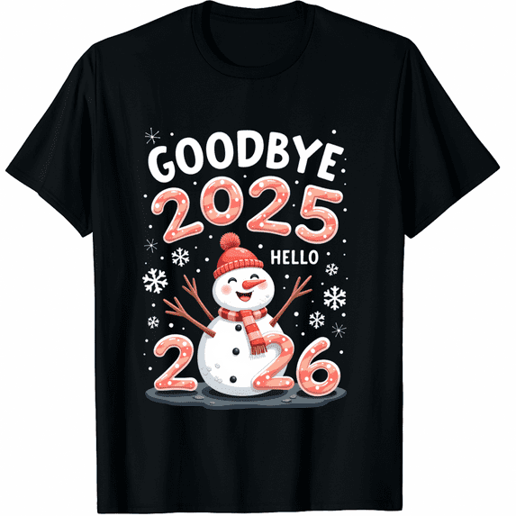 Goodbye 2025 Hello 2026 Merry Christmas Happy New Year 2026 T-Shirt ...