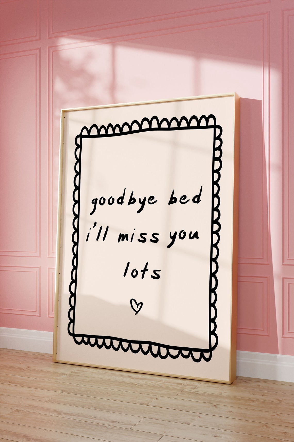 Goodbye Bed I'Ll Miss You Lots Art Poster, Black Neutral Hand Drawn ...