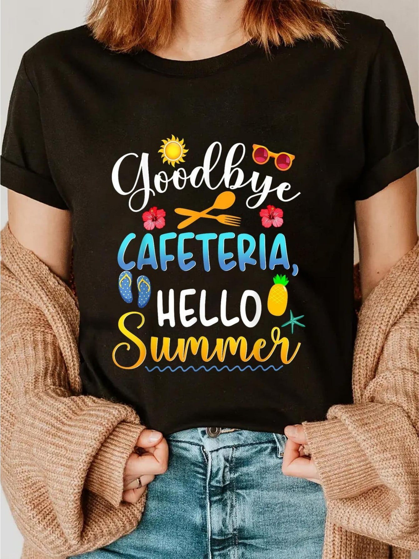 Goodbye Cafeteria Hello Summer" Lunch Lady Last Day of School T-Shirt ...