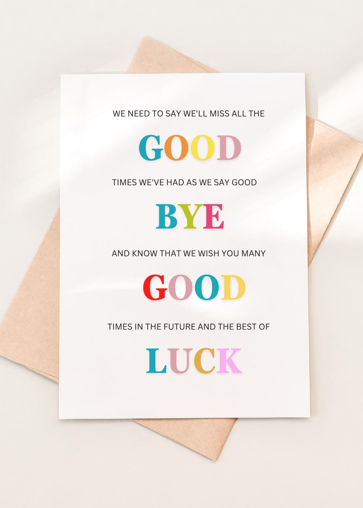 Goodbye Card with Colorful Wishes – Perfect for Farewells, New ...