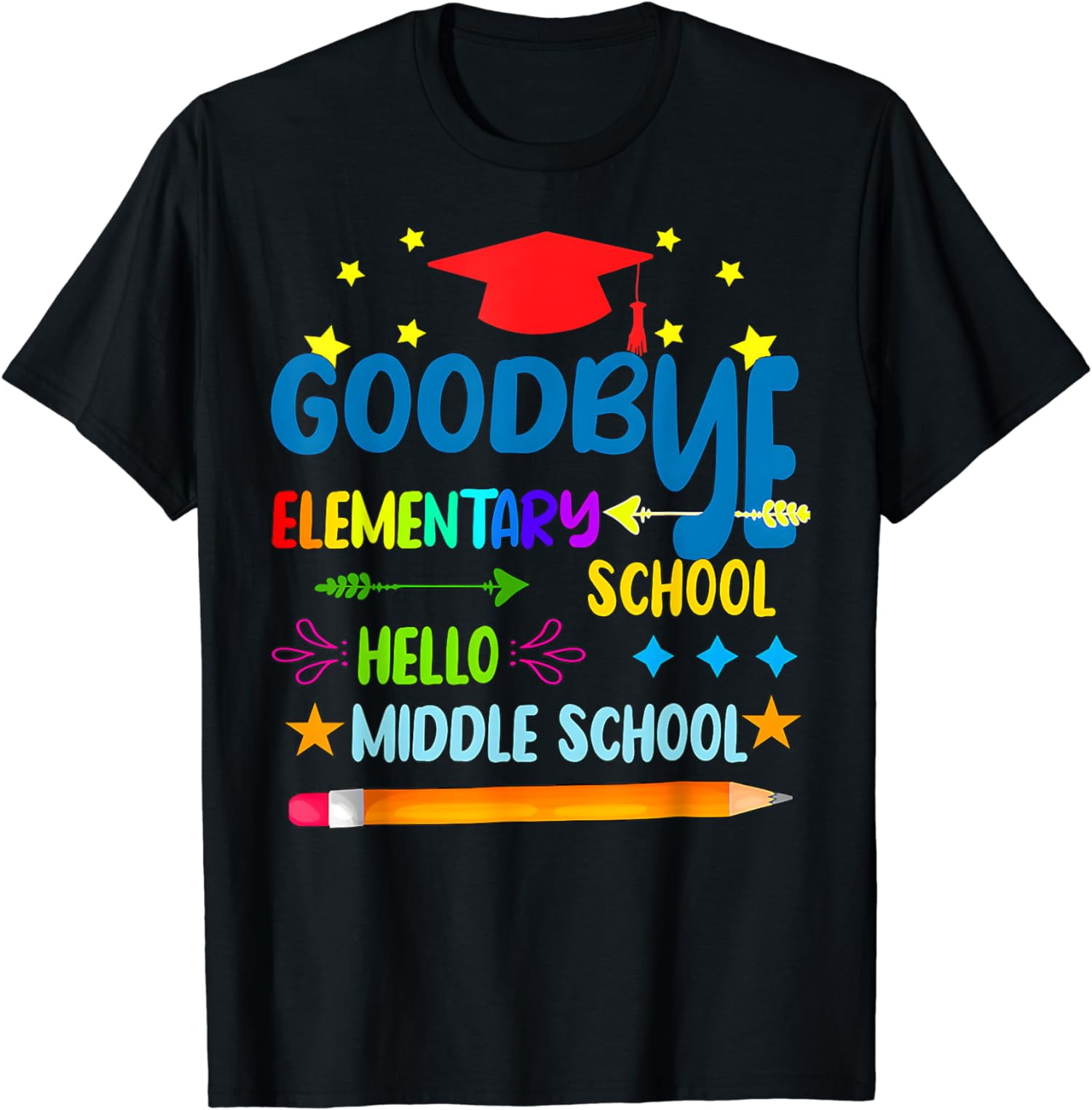 Goodbye Elementary Hello Middle School Graduation 2024 T-Shirt ...