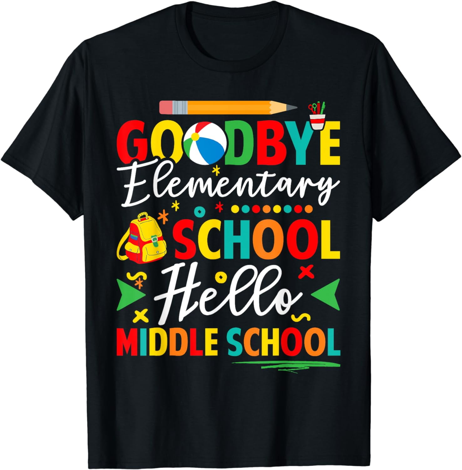 Goodbye Elementary School Hello Middle School Graduation T-Shirt ...