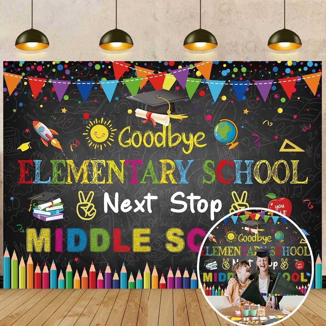 Goodbye Elementary School Next Stop Middle School Perfect Backdrop 5th ...