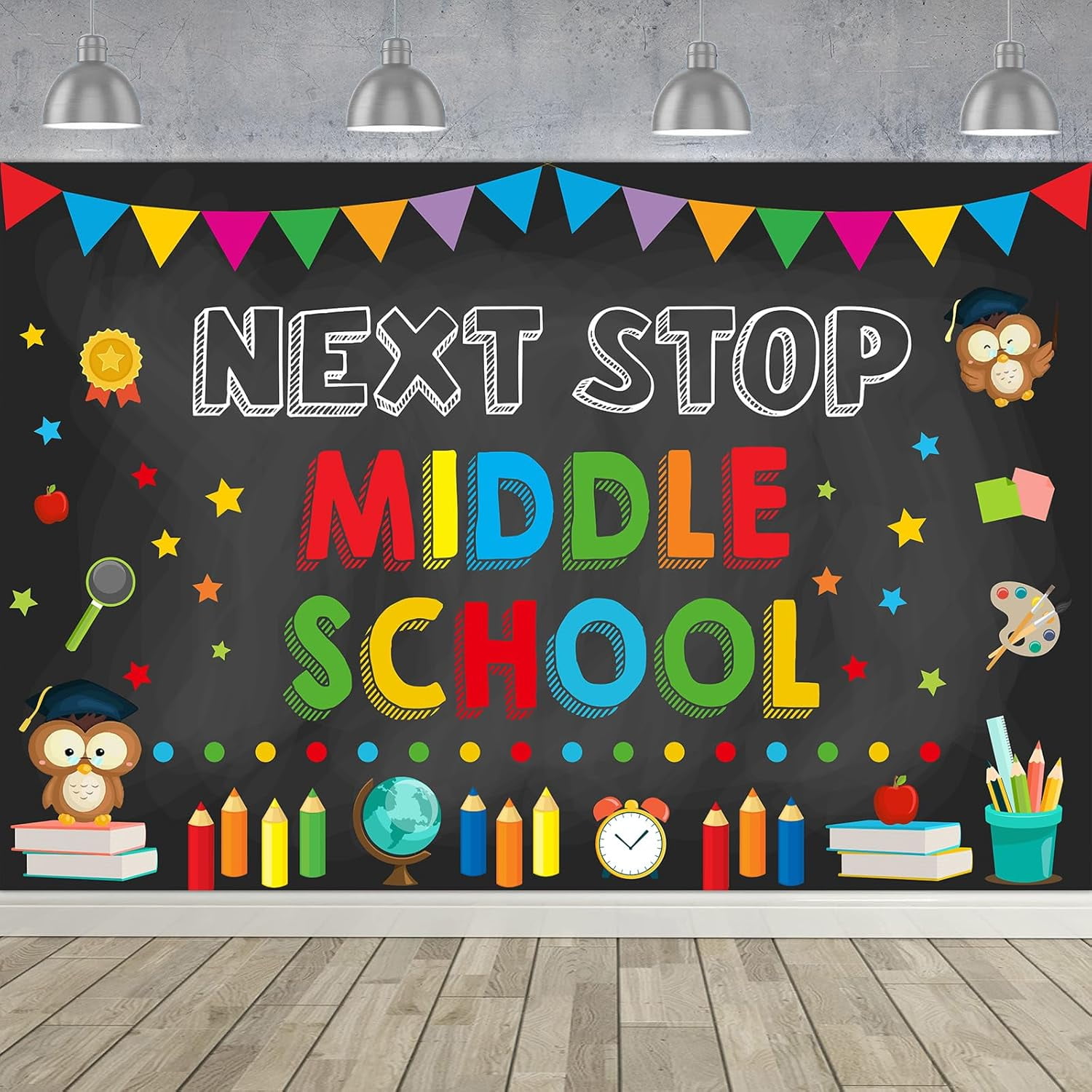 Goodbye Elementary School Next Stop Middle School Pretty Backdrop 5th ...