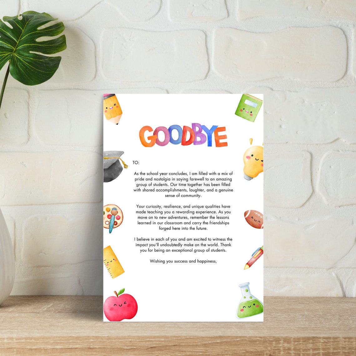 Goodbye Letter from Teacher, Gift, Farewell, End of Year , Teacher ...