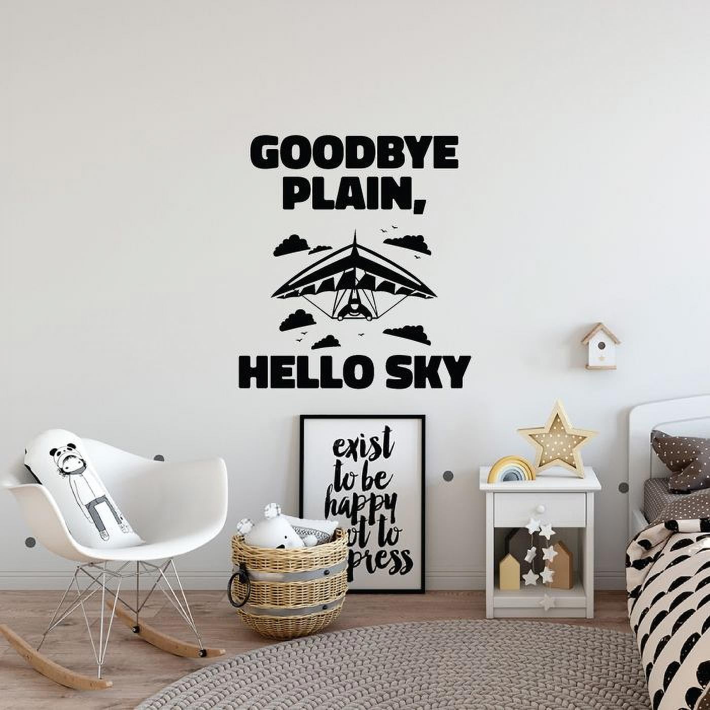 Goodbye Plain, Hello Sky - Quote Sky Diver Silhouette Vinyl Wall ...