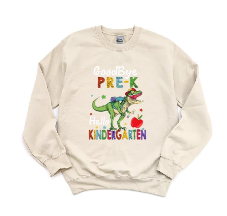Goodbye Pre-K Hello Kindergarten Dinosaur Graduation Kids Tee T-Rex ...