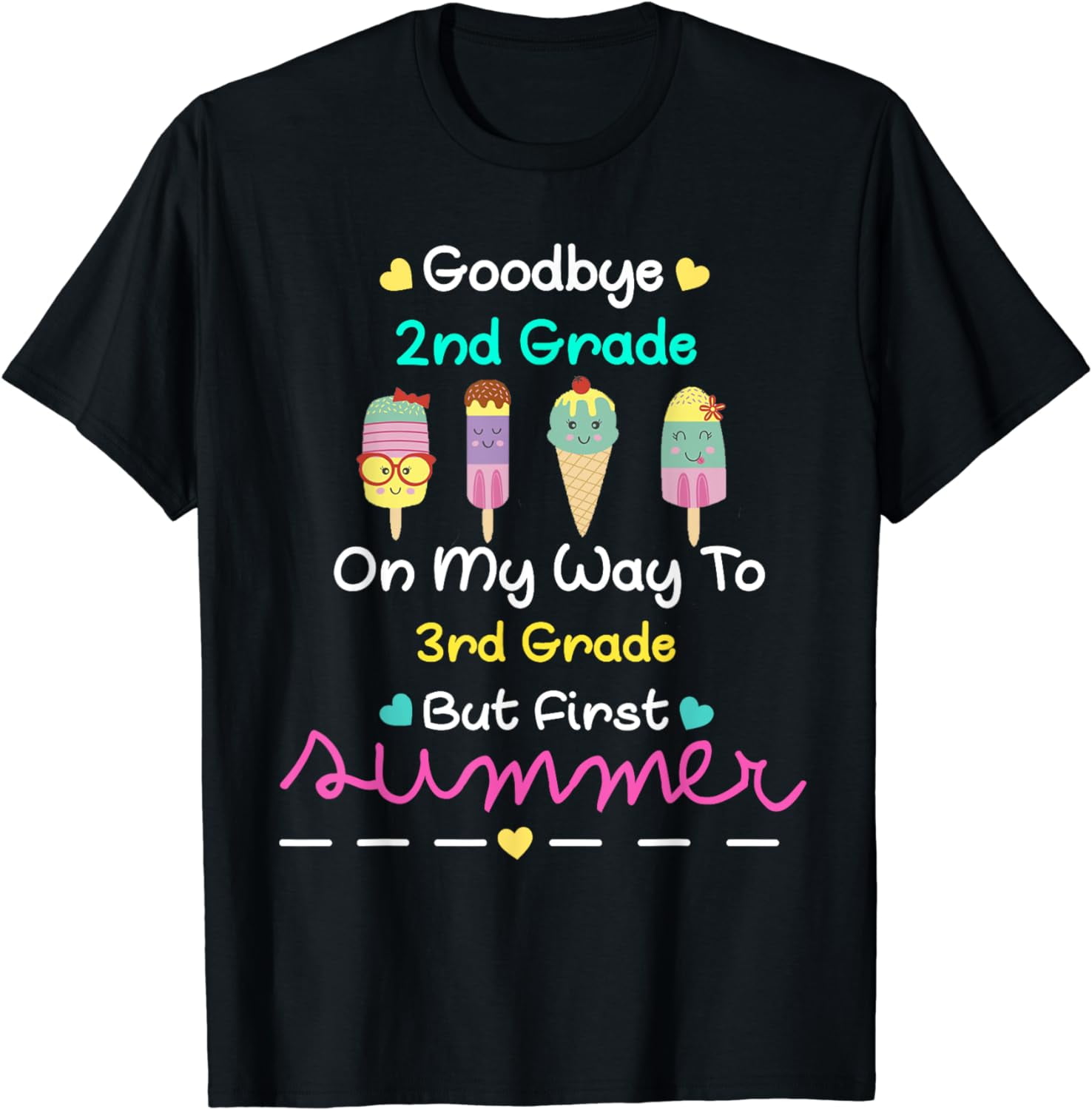 Goodbye School Hello Summer 3rd Grade Kids Class of 2025 T-Shirt ...