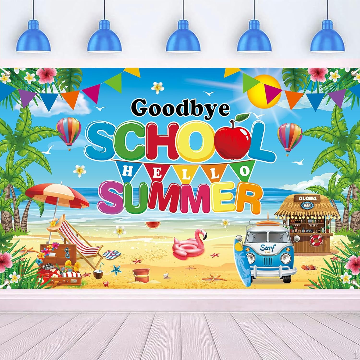 Goodbye School Hello Summer Backdrop 7x5ft End of School Year ...