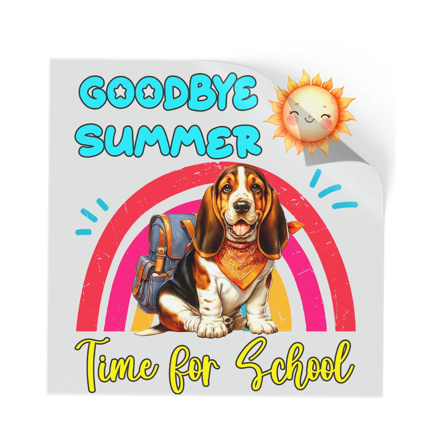 Goodbye Summer Basset Hound Hello Fall Time for School Cutout Transfer ...