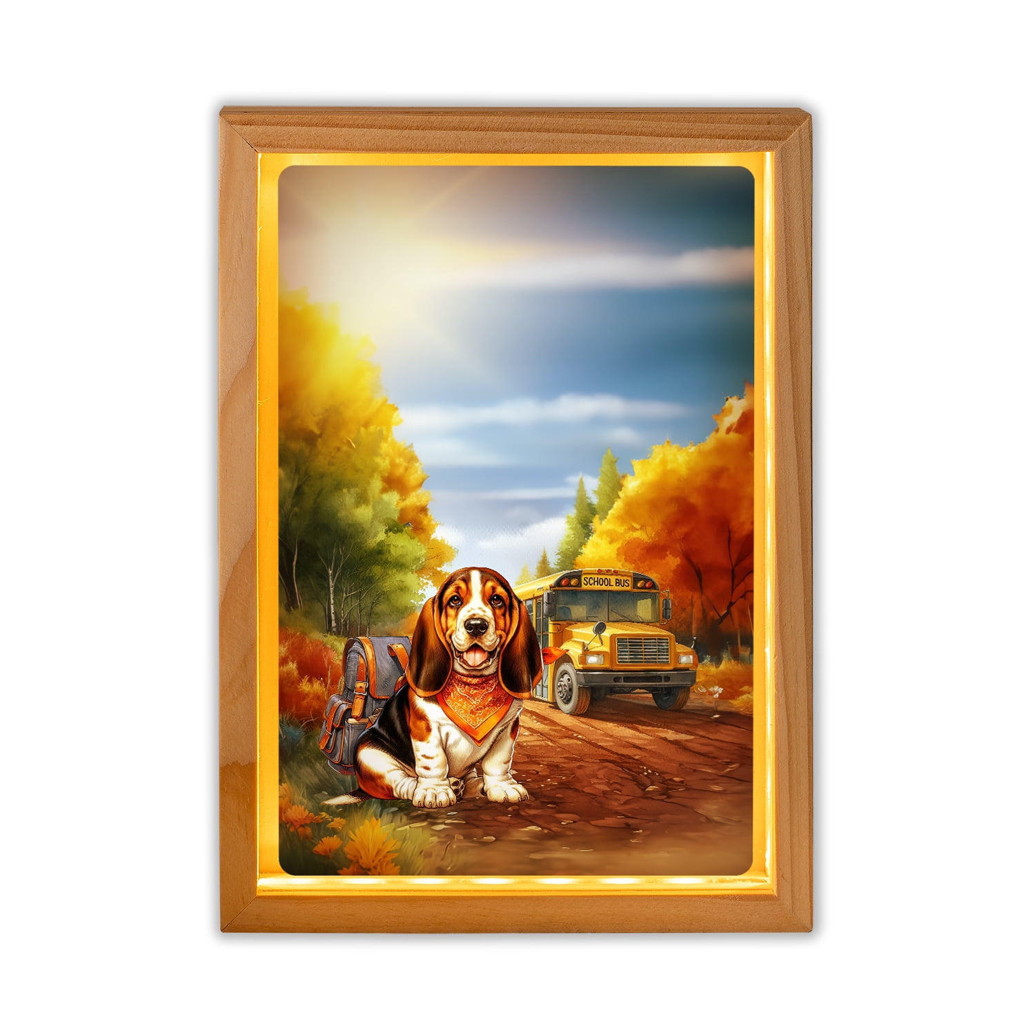 Goodbye Summer Basset Hound Hello Fall Time for School Acrylic Plaque ...