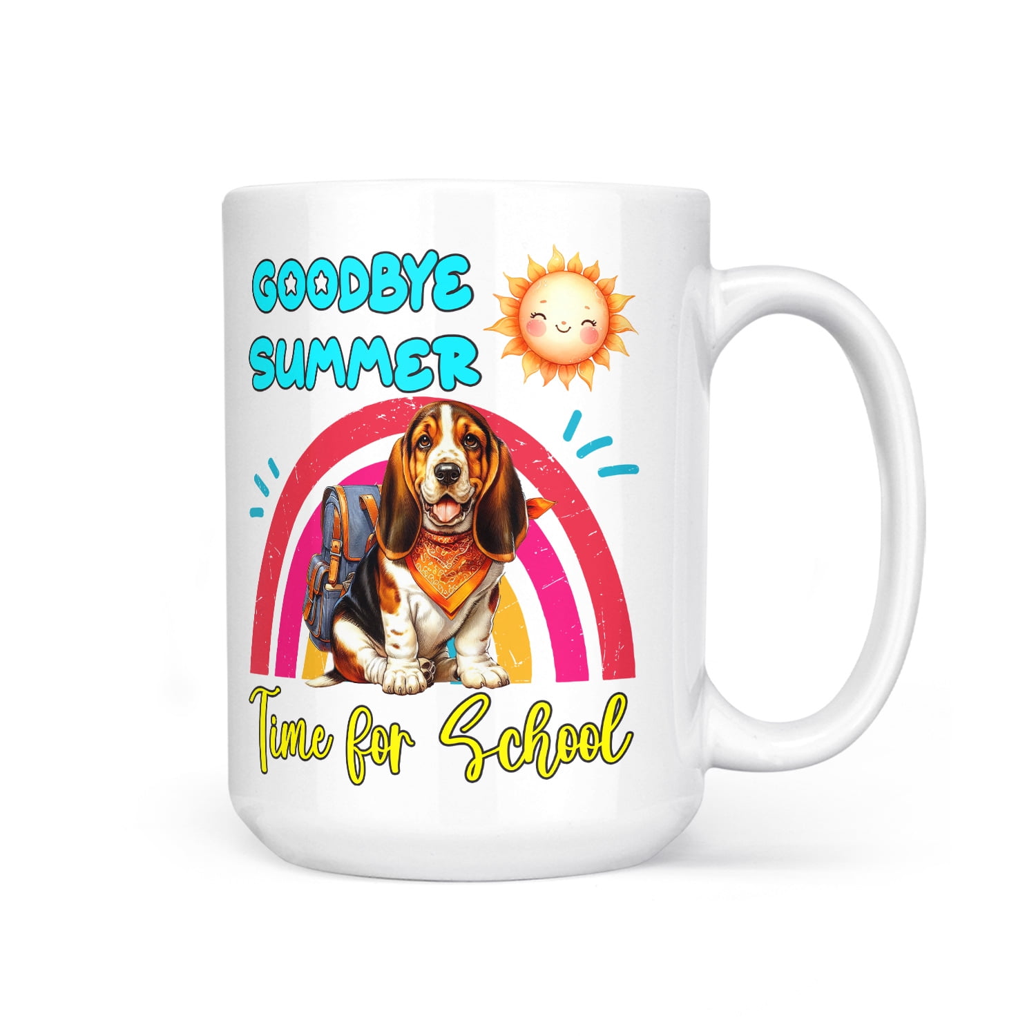 Goodbye Summer Basset Hound Hello Fall Time for School Mug Bassets Dog ...