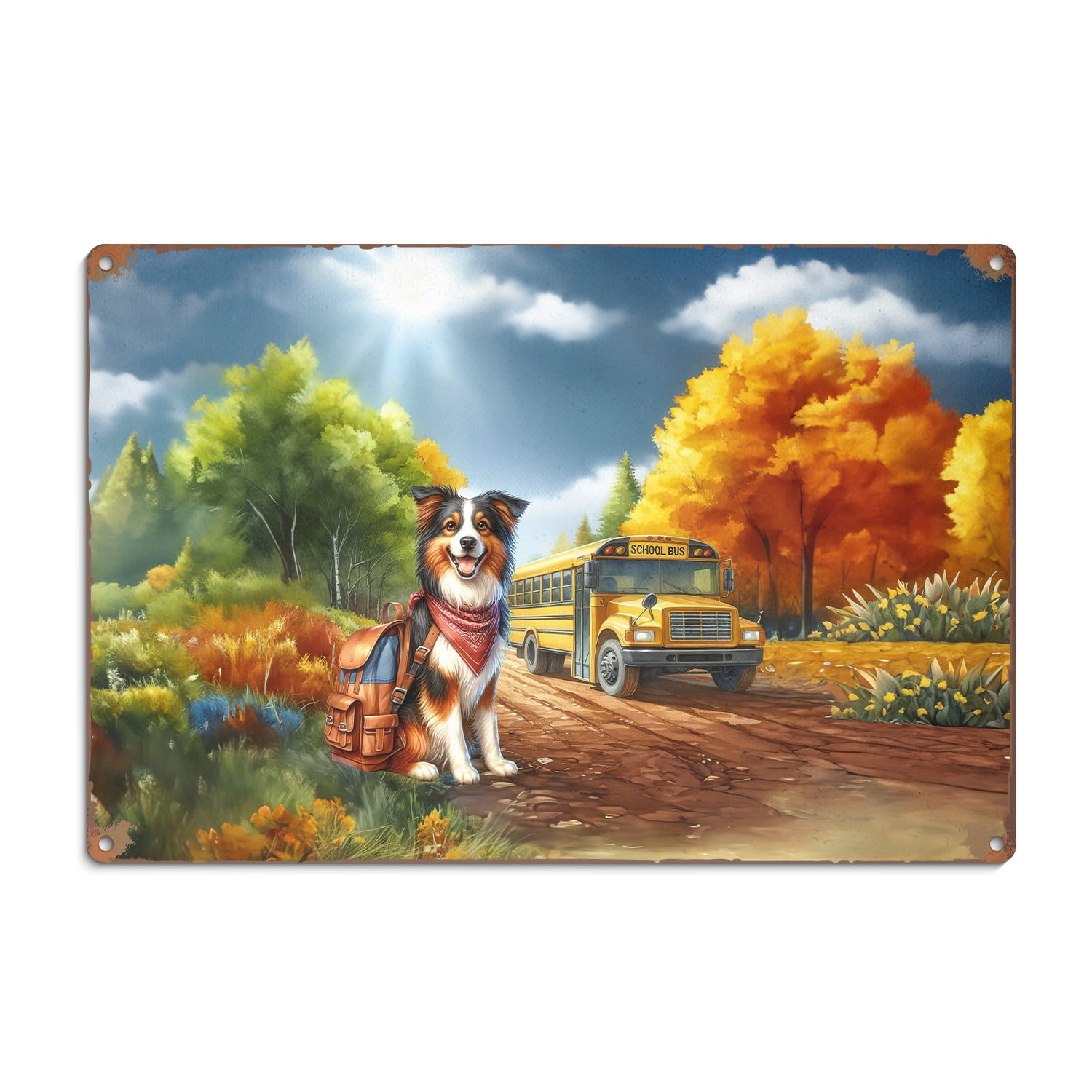 Goodbye Summer Border Collie Hello Fall Time for School Horizontal ...