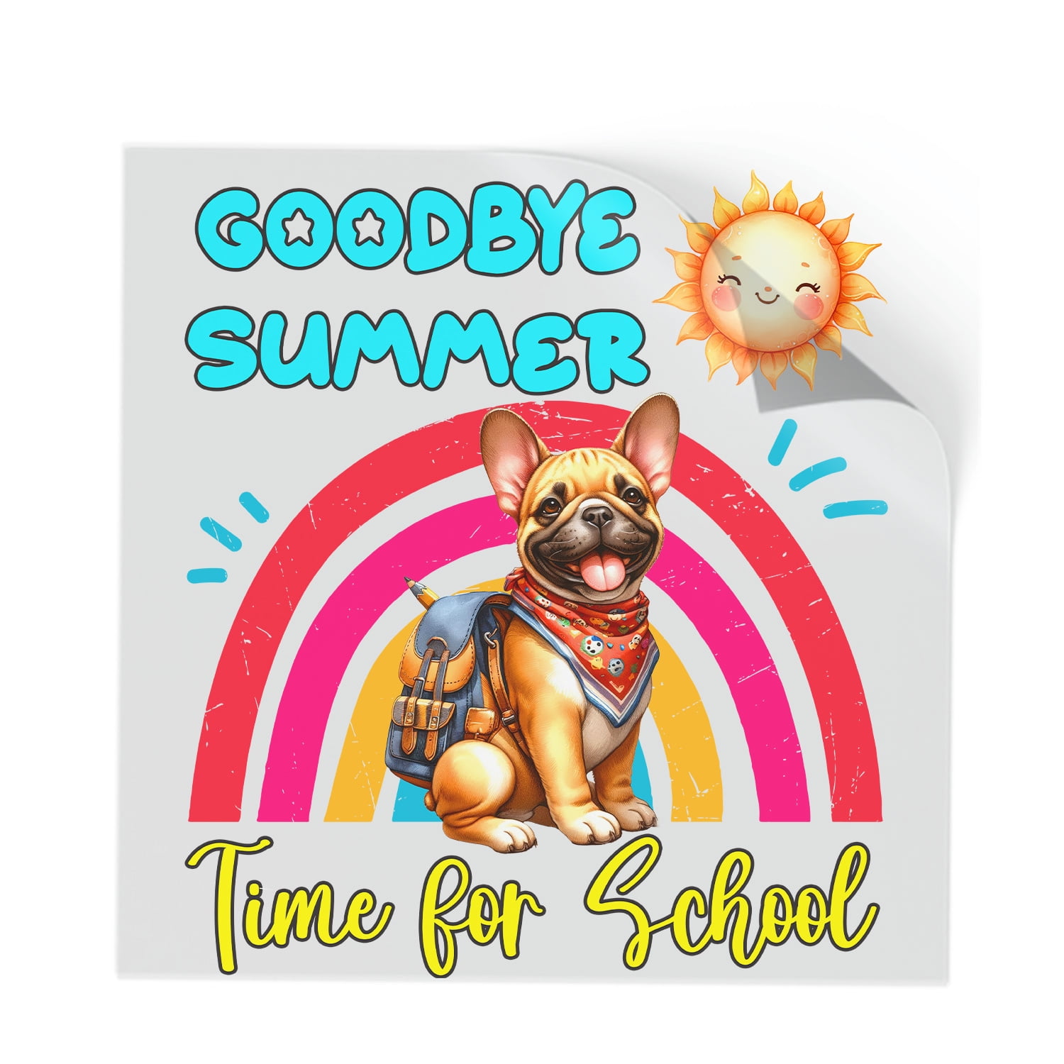 Goodbye Summer French Bulldog Hello Fall Time for School Cutout ...