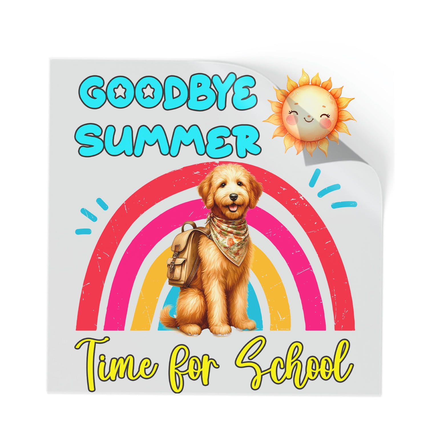 Goodbye Summer Goldendoodle Hello Fall Time for School Cutout Transfer ...