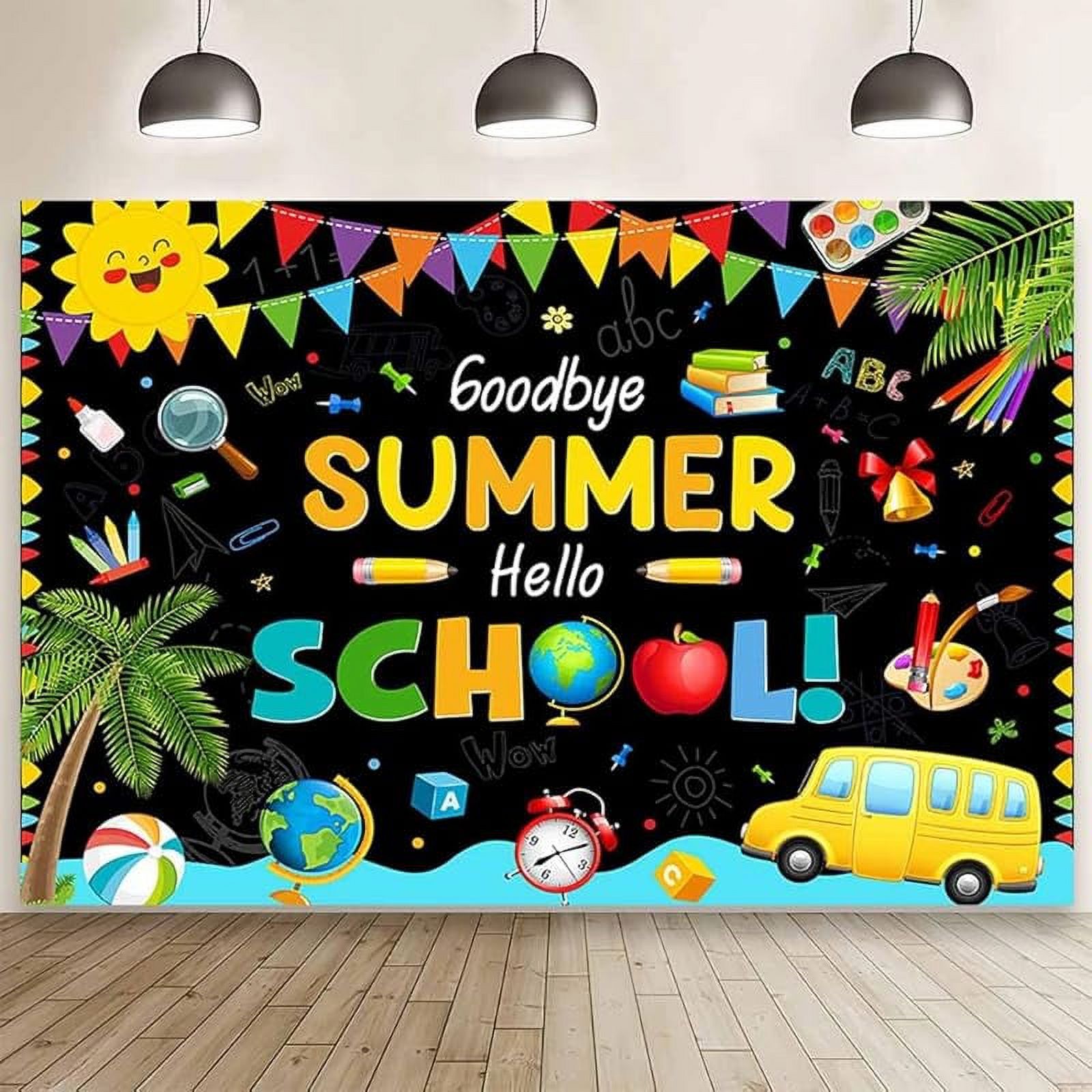 Goodbye Summer Hello School Backdrop Welcome Back to School Photography ...