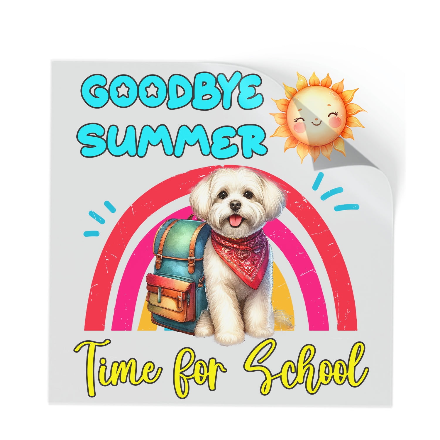 Goodbye Summer Maltese Hello Fall Time for School Cutout Transfer ...