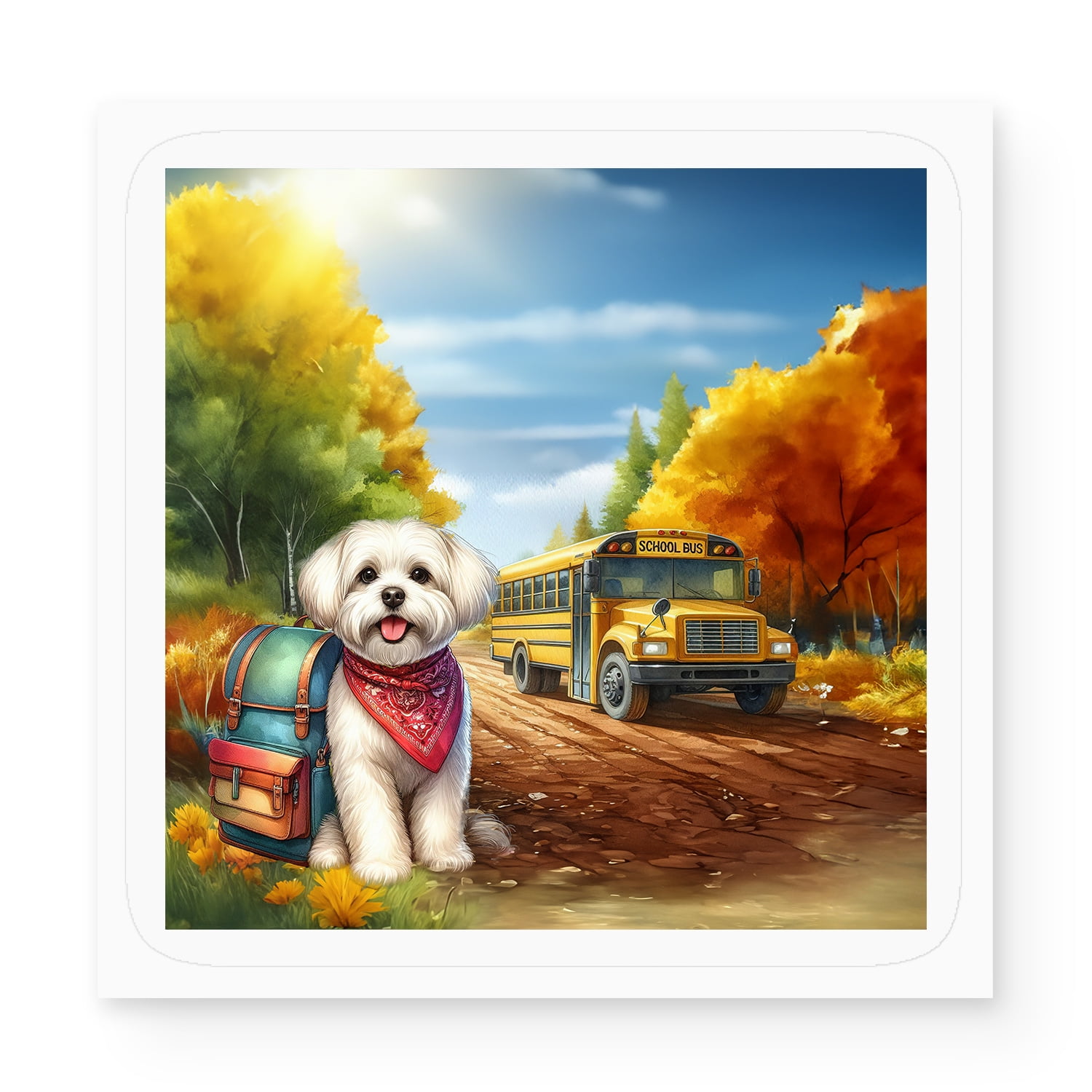 Goodbye Summer Maltese Hello Fall Time for School Vinyl Sticker Maltese ...