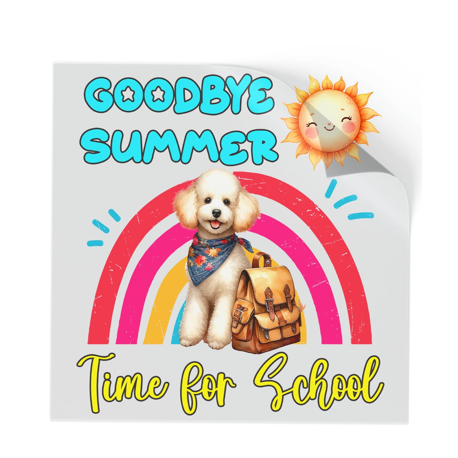 Goodbye Summer Poodle Hello Fall Time for School Cutout Transfer ...