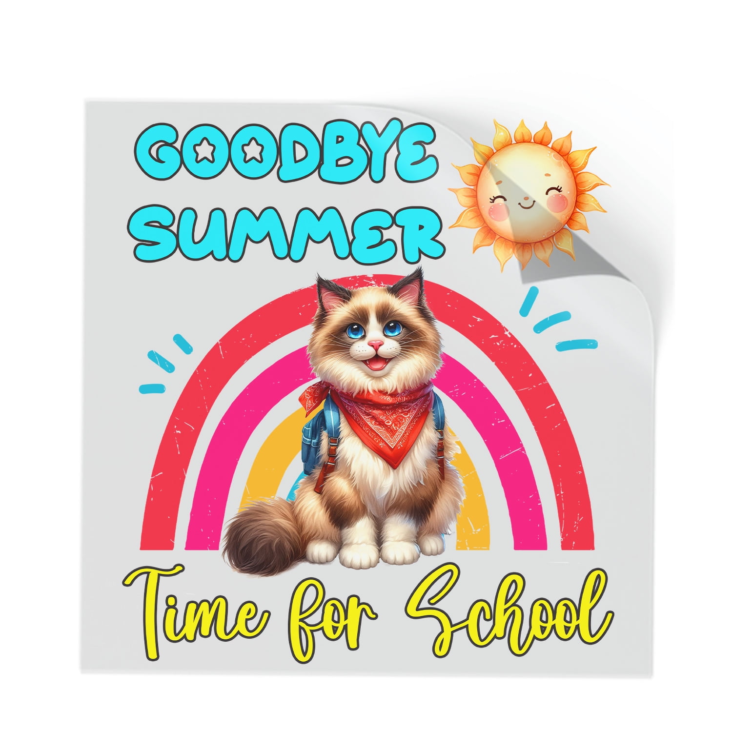 Goodbye Summer Ragdoll Hello Fall Time for School Cutout Transfer ...