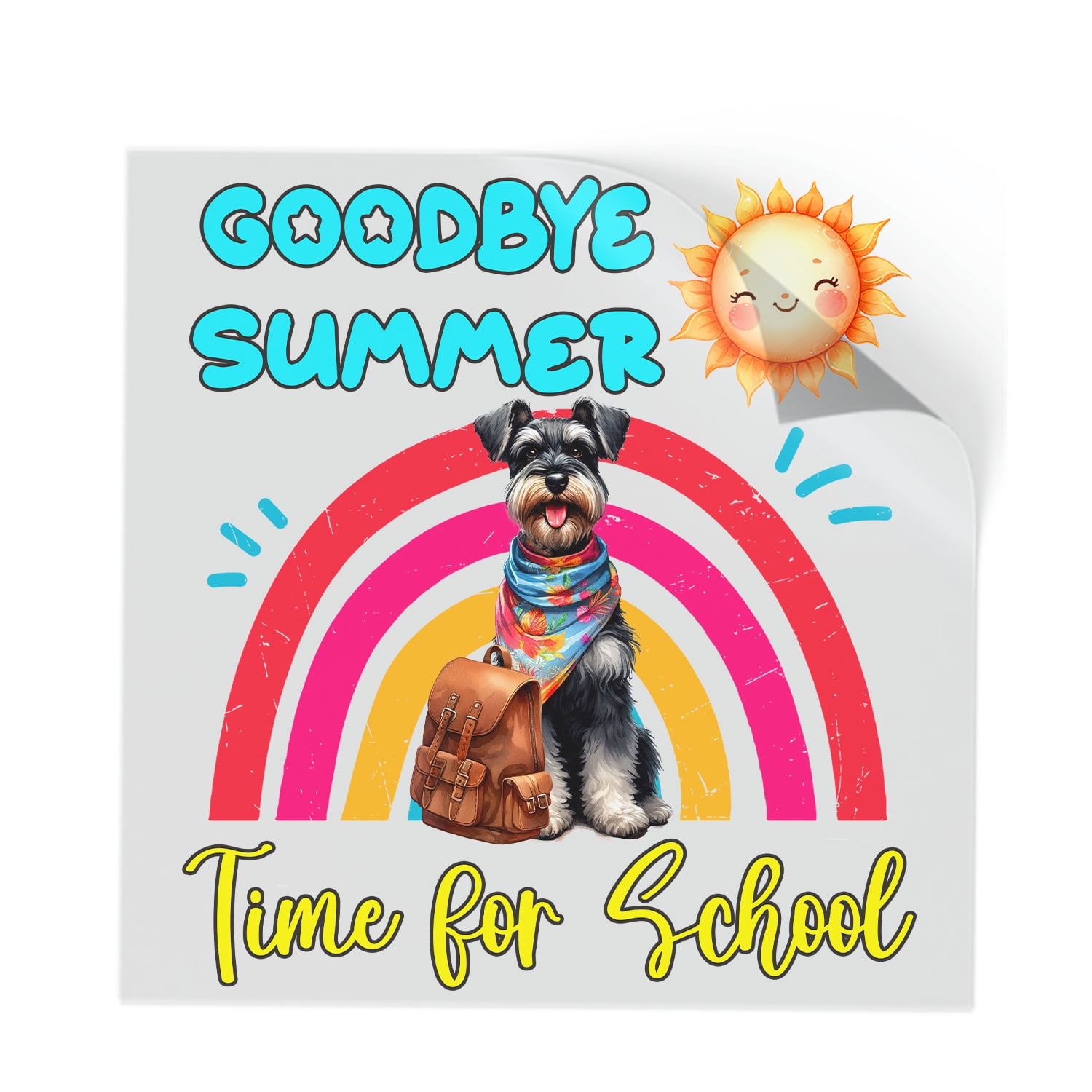 Goodbye Summer Schnauzer Hello Fall Time for School Cutout Transfer ...