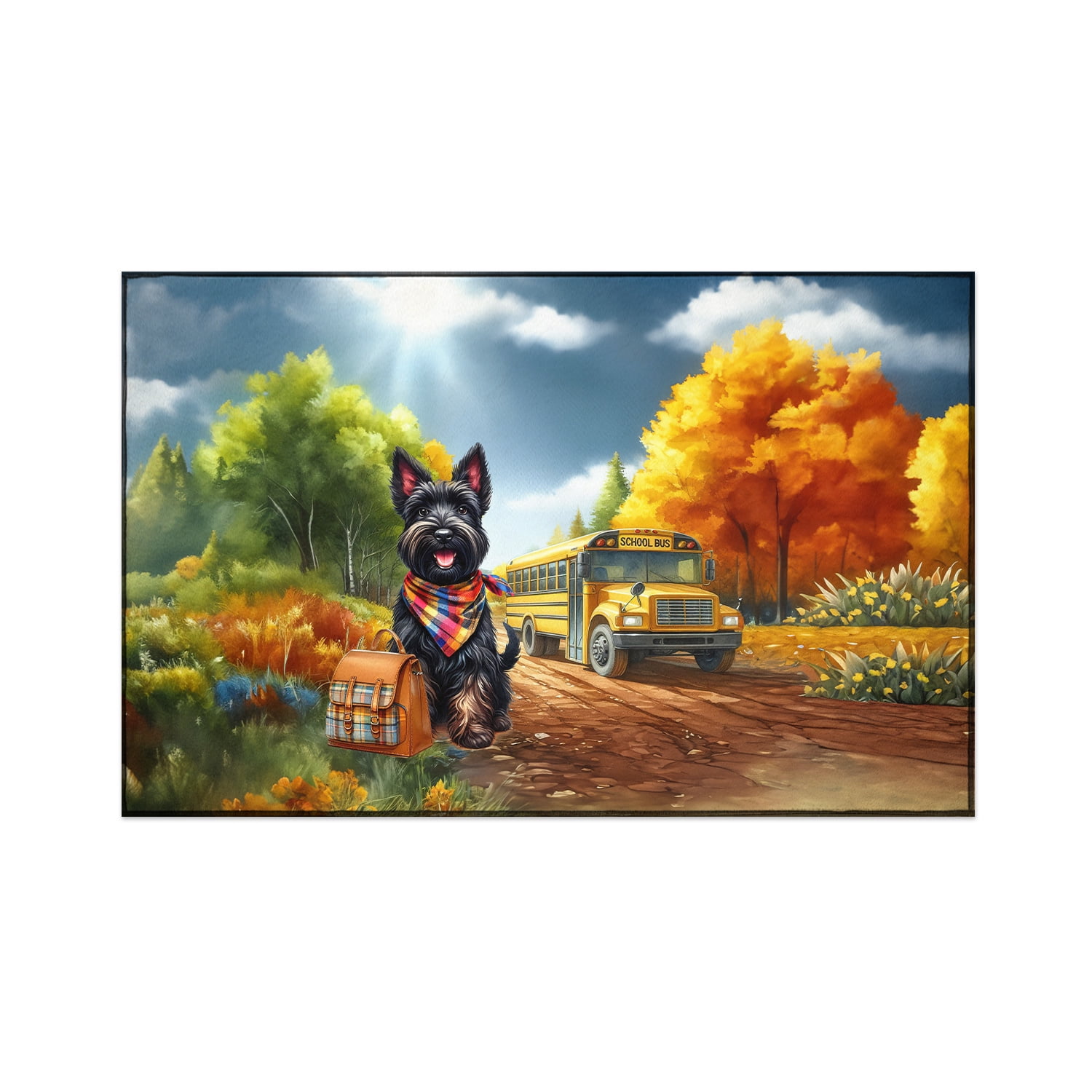 Goodbye Summer Scottish Terrier Hello Fall Time for School Indoor Rug ...