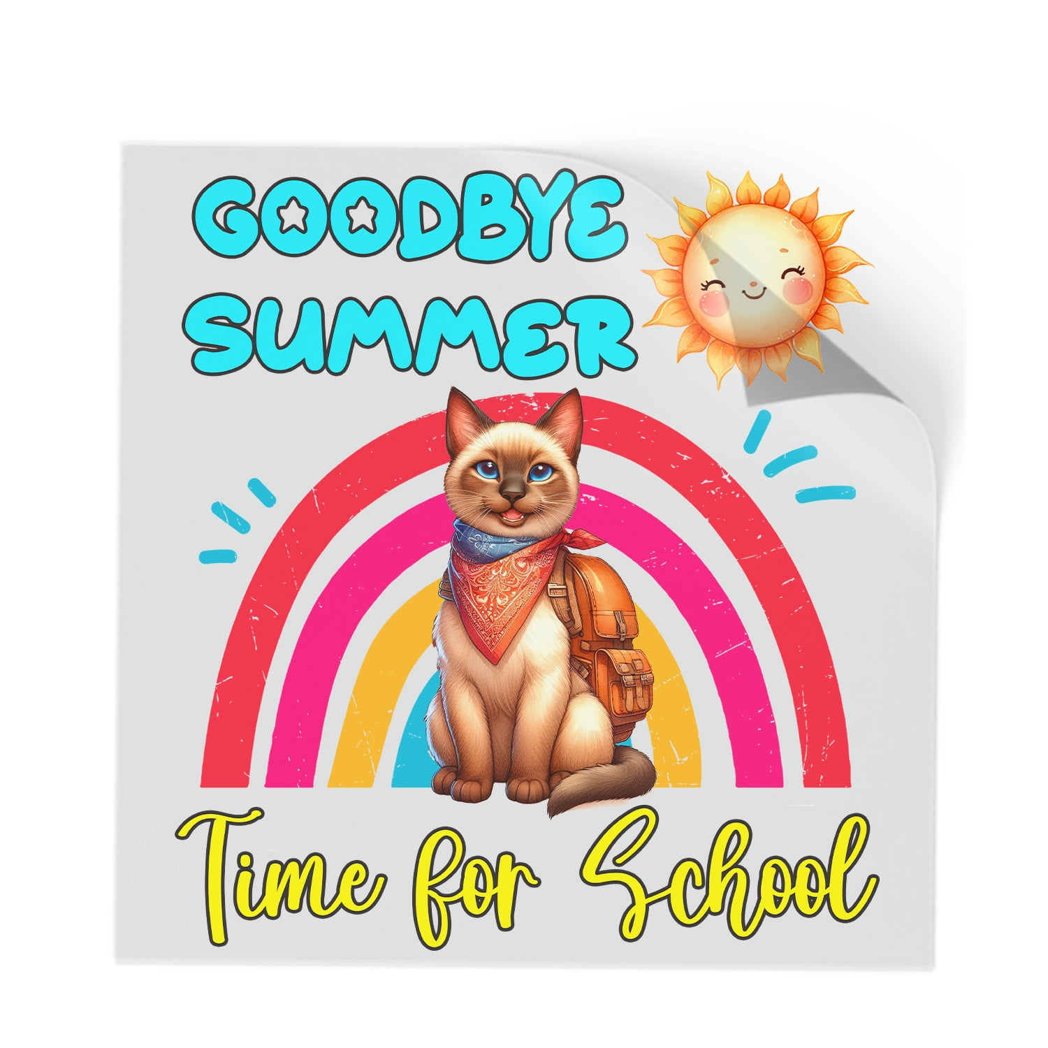 Goodbye Summer Siamese Hello Fall Time for School Cutout Transfer ...