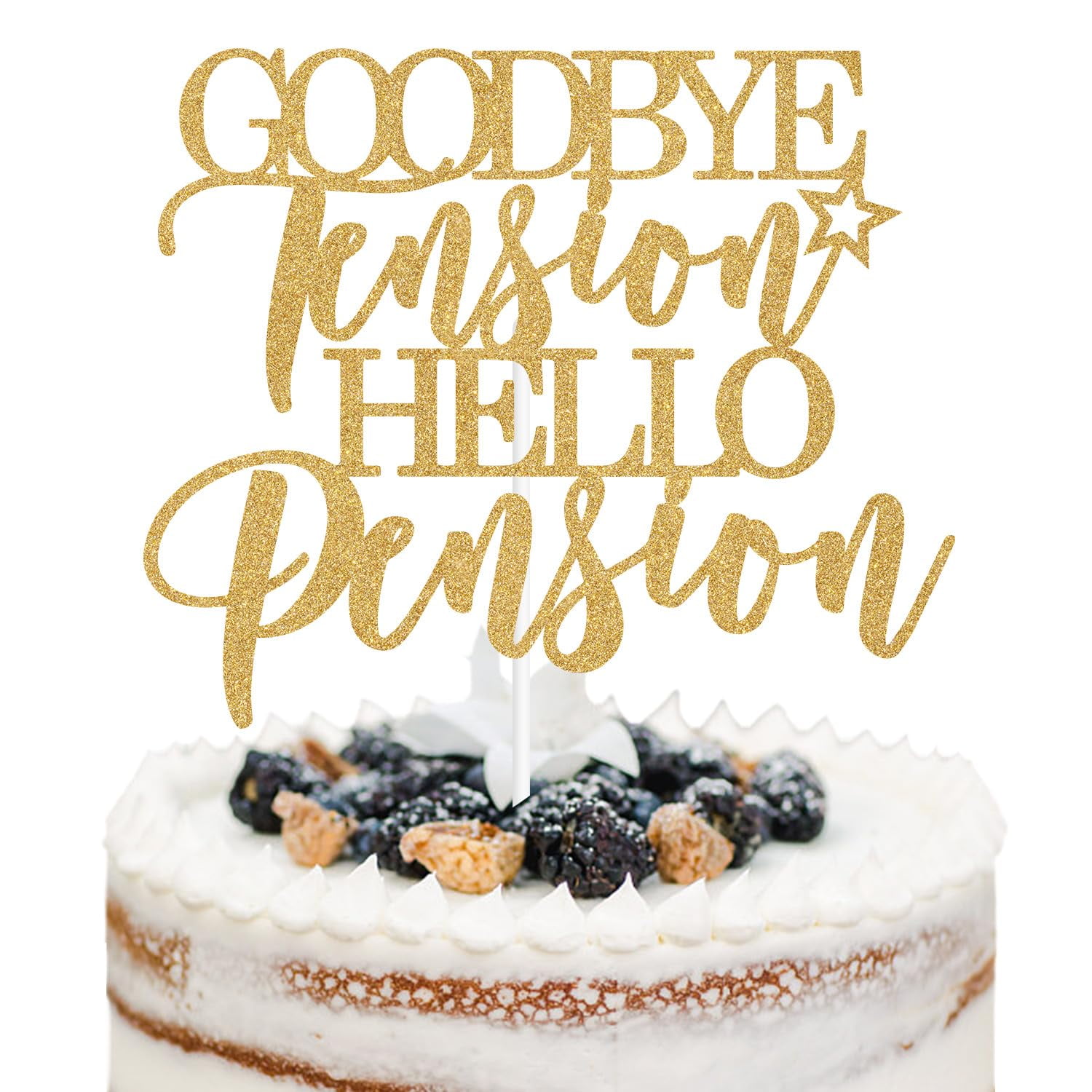 Goodbye Tension Hello Pension STF9 Cake Topper, Happy Retirement Cake ...